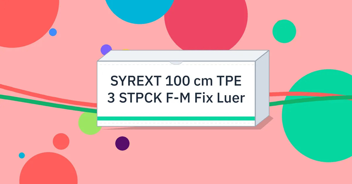 Symbolbild: Packung mit der Aufschrift SYREXT 100 cm TPE 3 STPCK F-M Fix Luer (PZN 17897566) – Verfügbarkeit und Bezug in Apotheken in Frankfurt am Main