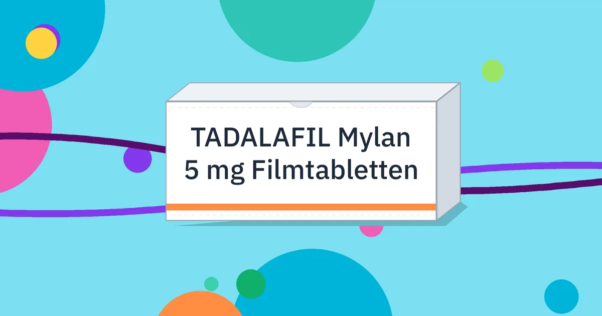 Symbolbild: Packung mit der Aufschrift TADALAFIL Mylan 5 mg Filmtabletten (PZN 17977704) – Verfügbarkeit und Bezug in Apotheken in Frankfurt am Main