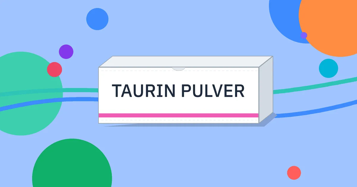Symbolbild: Packung mit der Aufschrift TAURIN PULVER (PZN 16665983) – Verfügbarkeit und Bezug in Apotheken in Frankfurt am Main