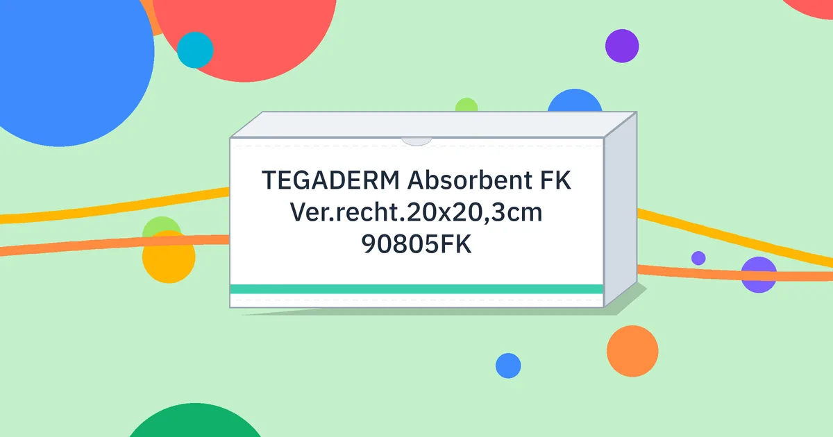 Symbolbild: Packung mit der Aufschrift TEGADERM Absorbent FK Ver.recht.20x20,3cm 90805FK (PZN 18320308) – Verfügbarkeit und Bezug in Apotheken in Frankfurt am Main