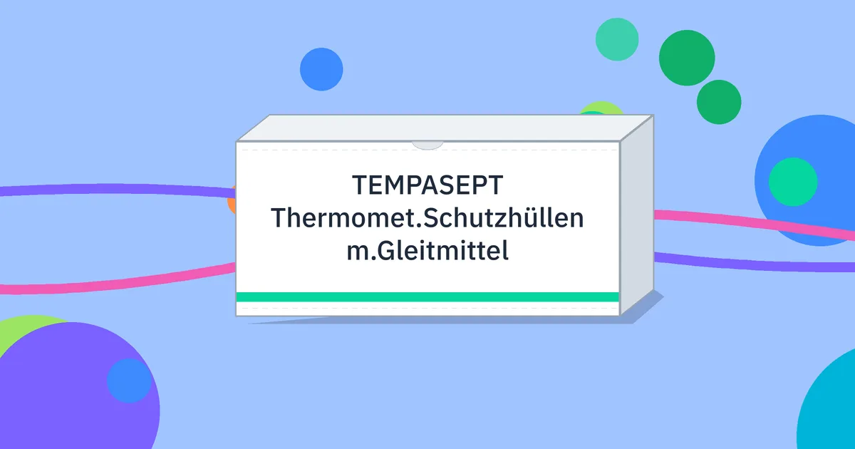 Symbolbild: Packung mit der Aufschrift TEMPASEPT Thermomet.Schutzhüllen m.Gleitmittel (PZN 05538827) – Verfügbarkeit und Bezug in Apotheken in Frankfurt am Main