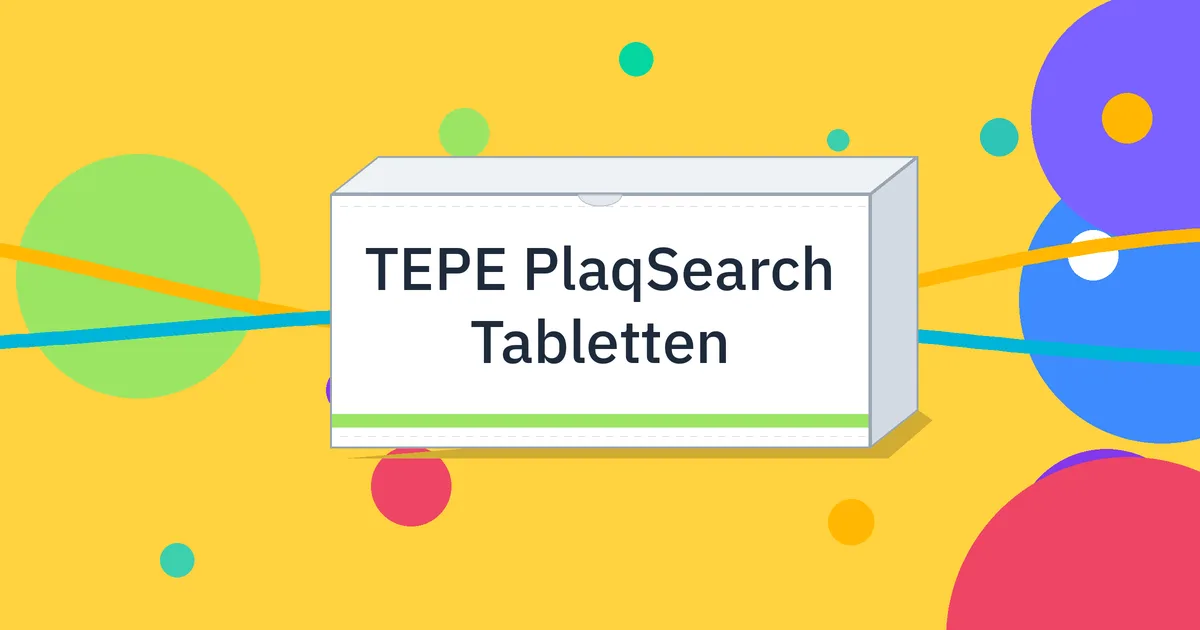 Symbolbild: Packung mit der Aufschrift TEPE PlaqSearch Tabletten (PZN 04807544) – Verfügbarkeit und Bezug in Apotheken in Frankfurt am Main