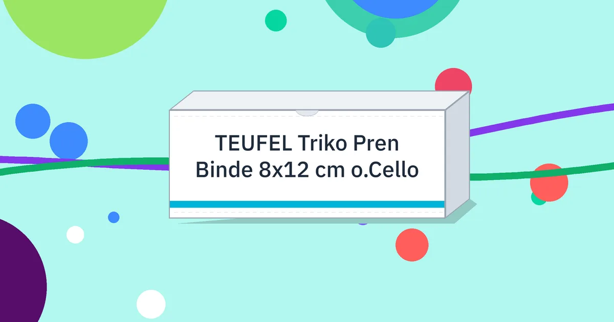 Symbolbild: Packung mit der Aufschrift TEUFEL Triko Pren Binde 8x12 cm o.Cello (PZN 02299581) – Verfügbarkeit und Bezug in Apotheken in Frankfurt am Main