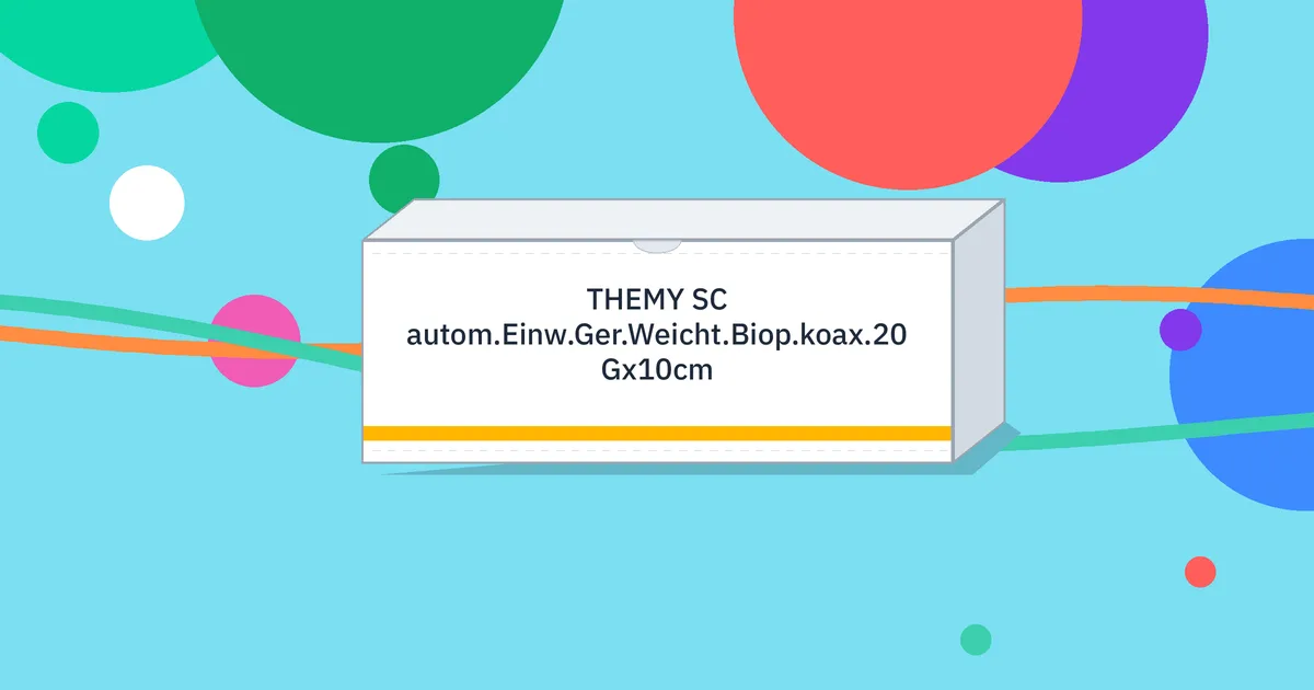 Symbolbild: Packung mit der Aufschrift THEMY SC autom.Einw.Ger.Weicht.Biop.koax.20 Gx10cm (PZN 19738607) – Verfügbarkeit und Bezug in Apotheken in Frankfurt am Main