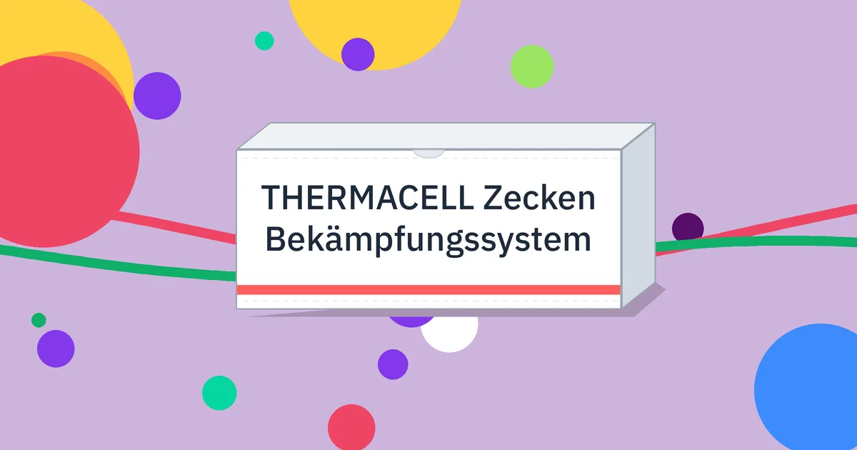 Symbolbild: Packung mit der Aufschrift THERMACELL Zecken Bekämpfungssystem (PZN 14355698) – Verfügbarkeit und Bezug in Apotheken in Frankfurt am Main
