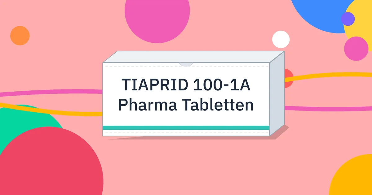 Symbolbild: Packung mit der Aufschrift TIAPRID 100-1A Pharma Tabletten (PZN 04049888) – Verfügbarkeit und Bezug in Apotheken in Frankfurt am Main