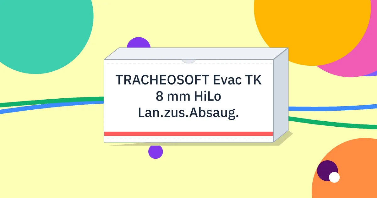Symbolbild: Packung mit der Aufschrift TRACHEOSOFT Evac TK 8 mm HiLo Lan.zus.Absaug. (PZN 04109900) – Verfügbarkeit und Bezug in Apotheken in Frankfurt am Main