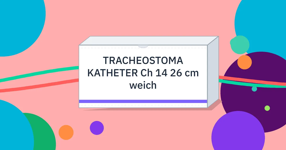 Symbolbild: Packung mit der Aufschrift TRACHEOSTOMA KATHETER Ch 14 26 cm weich (PZN 02187362) – Verfügbarkeit und Bezug in Apotheken in Frankfurt am Main
