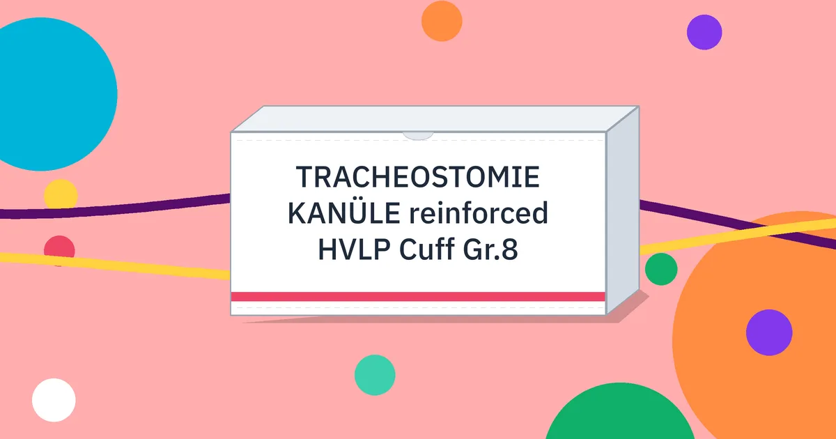 Symbolbild: Packung mit der Aufschrift TRACHEOSTOMIE KANÜLE reinforced HVLP Cuff Gr.8 (PZN 09224161) – Verfügbarkeit und Bezug in Apotheken in Frankfurt am Main