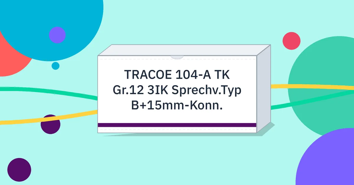 Symbolbild: Packung mit der Aufschrift TRACOE 104-A TK Gr.12 3IK Sprechv.Typ B+15mm-Konn. (PZN 00911871) – Verfügbarkeit und Bezug in Apotheken in Frankfurt am Main