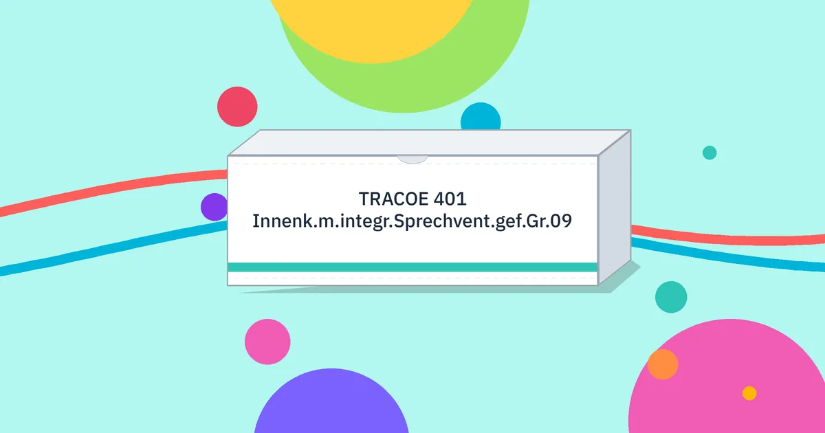 Symbolbild: Packung mit der Aufschrift TRACOE 401 Innenk.m.integr.Sprechvent.gef.Gr.09 (PZN 02723375) – Verfügbarkeit und Bezug in Apotheken in Frankfurt am Main