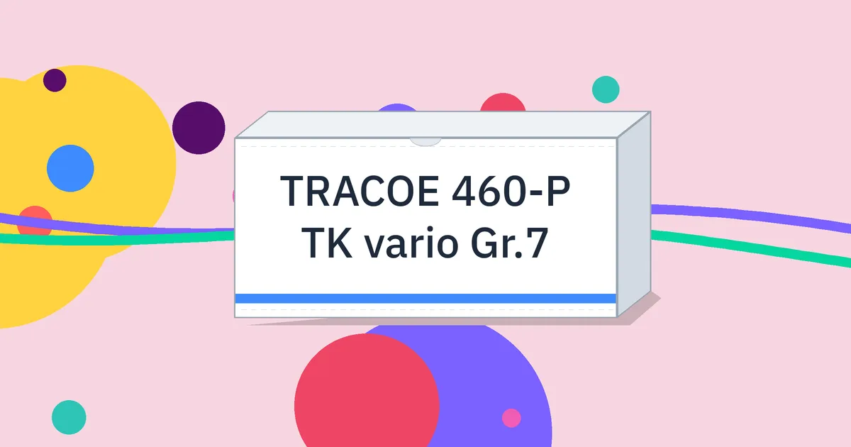 Symbolbild: Packung mit der Aufschrift TRACOE 460-P TK vario Gr.7 (PZN 06831831) – Verfügbarkeit und Bezug in Apotheken in Frankfurt am Main