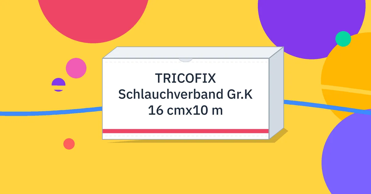 Symbolbild: Packung mit der Aufschrift TRICOFIX Schlauchverband Gr.K 16 cmx10 m (PZN 01869007) – Verfügbarkeit und Bezug in Apotheken in Frankfurt am Main