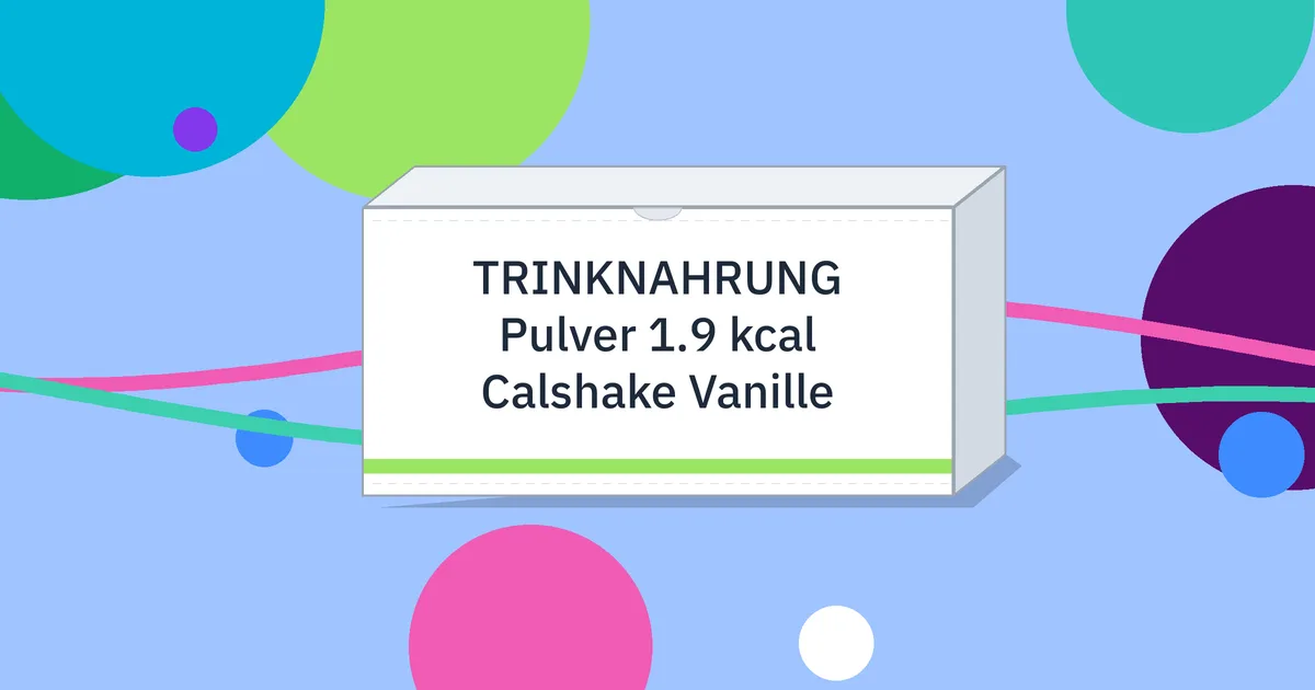 Symbolbild: Packung mit der Aufschrift TRINKNAHRUNG Pulver 1.9 kcal Calshake Vanille (PZN 13968677) – Verfügbarkeit und Bezug in Apotheken in Frankfurt am Main