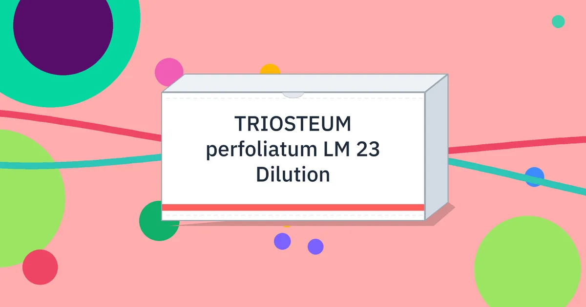 Symbolbild: Packung mit der Aufschrift TRIOSTEUM perfoliatum LM 23 Dilution (PZN 13227745) – Verfügbarkeit und Bezug in Apotheken in Frankfurt am Main