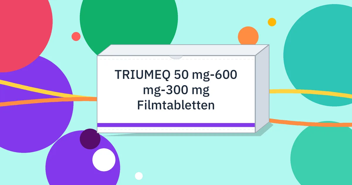 Symbolbild: Packung mit der Aufschrift TRIUMEQ 50 mg-600 mg-300 mg Filmtabletten (PZN 11727426) – Verfügbarkeit und Bezug in Apotheken in Frankfurt am Main