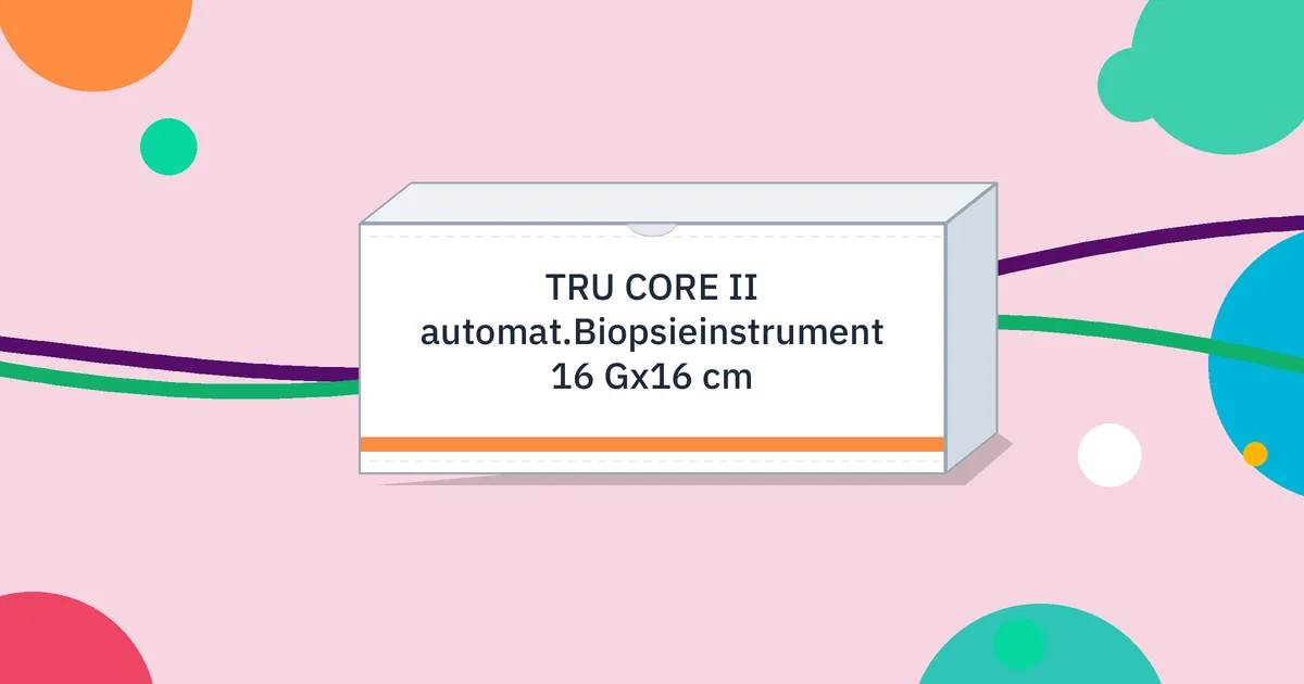 Symbolbild: Packung mit der Aufschrift TRU CORE II automat.Biopsieinstrument 16 Gx16 cm (PZN 06770549) – Verfügbarkeit und Bezug in Apotheken in Frankfurt am Main