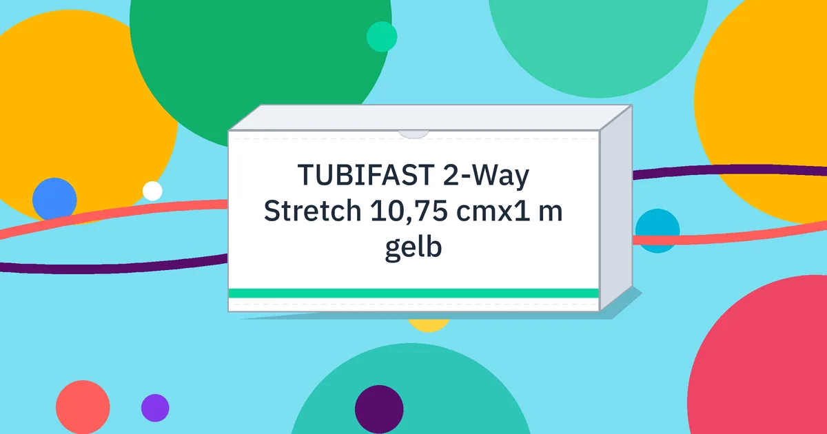 Symbolbild: Packung mit der Aufschrift TUBIFAST 2-Way Stretch 10,75 cmx1 m gelb (PZN 09932805) – Verfügbarkeit und Bezug in Apotheken in Frankfurt am Main