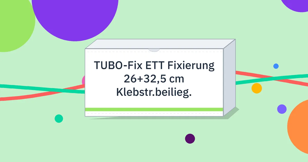 Symbolbild: Packung mit der Aufschrift TUBO-Fix ETT Fixierung 26+32,5 cm Klebstr.beilieg. (PZN 18795804) – Verfügbarkeit und Bezug in Apotheken in Frankfurt am Main