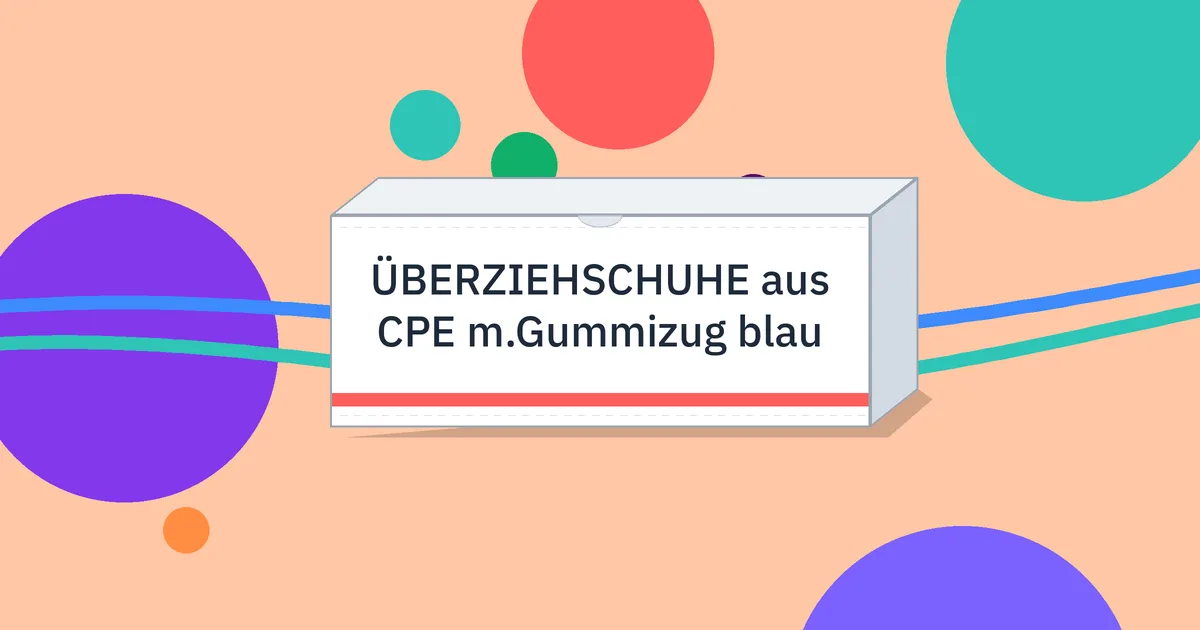 Symbolbild: Packung mit der Aufschrift ÜBERZIEHSCHUHE aus CPE m.Gummizug blau (PZN 11363007) – Verfügbarkeit und Bezug in Apotheken in Frankfurt am Main