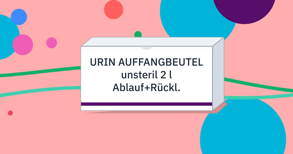 Symbolbild: Packung mit der Aufschrift URIN AUFFANGBEUTEL unsteril 2 l Ablauf+Rückl. (PZN 10167735) – Verfügbarkeit und Bezug in Apotheken in Frankfurt am Main