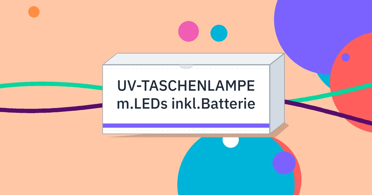 Symbolbild: Packung mit der Aufschrift UV-TASCHENLAMPE m.LEDs inkl.Batterie (PZN 05884340) – Verfügbarkeit und Bezug in Apotheken in Frankfurt am Main