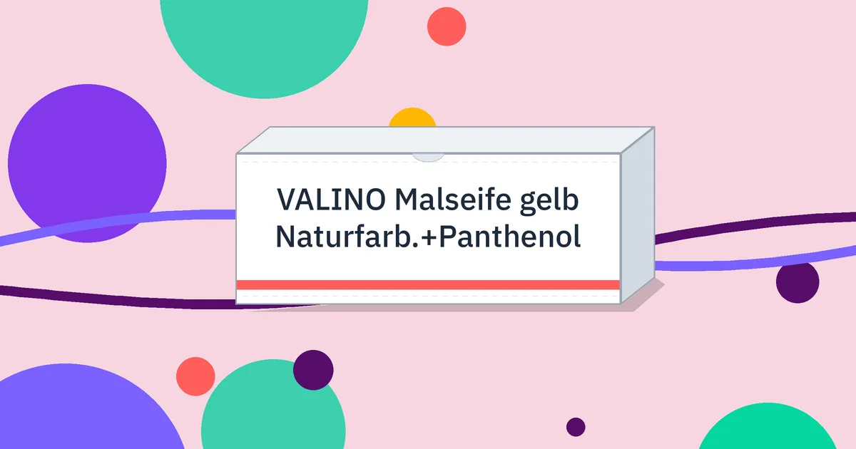 Symbolbild: Packung mit der Aufschrift VALINO Malseife gelb Naturfarb.+Panthenol (PZN 07771982) – Verfügbarkeit und Bezug in Apotheken in Frankfurt am Main