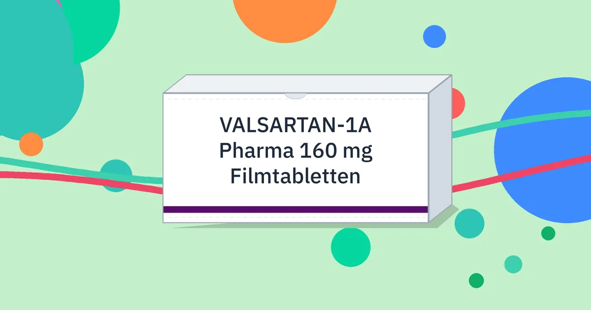 Symbolbild: Packung mit der Aufschrift VALSARTAN-1A Pharma 160 mg Filmtabletten (PZN 07581974) – Verfügbarkeit und Bezug in Apotheken in Frankfurt am Main
