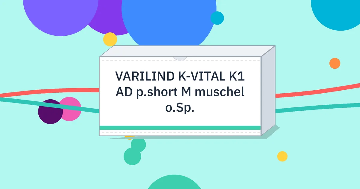 Symbolbild: Packung mit der Aufschrift VARILIND K-VITAL K1 AD p.short M muschel o.Sp. (PZN 20567281) – Verfügbarkeit und Bezug in Apotheken in Frankfurt am Main