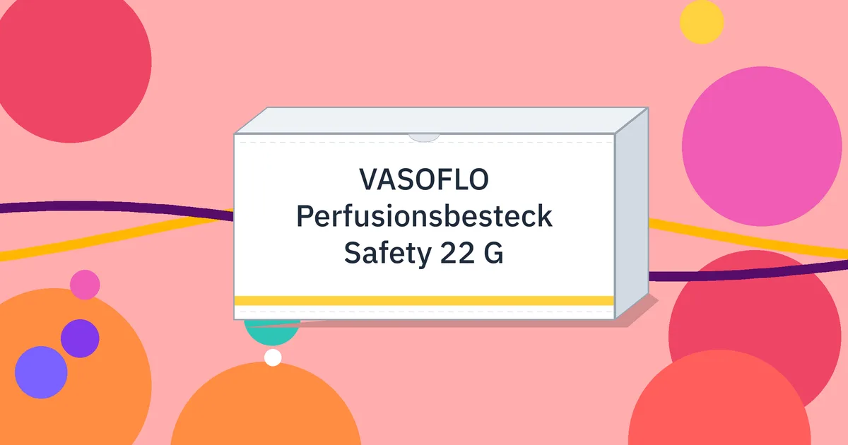 Symbolbild: Packung mit der Aufschrift VASOFLO Perfusionsbesteck Safety 22 G (PZN 09890857) – Verfügbarkeit und Bezug in Apotheken in Frankfurt am Main