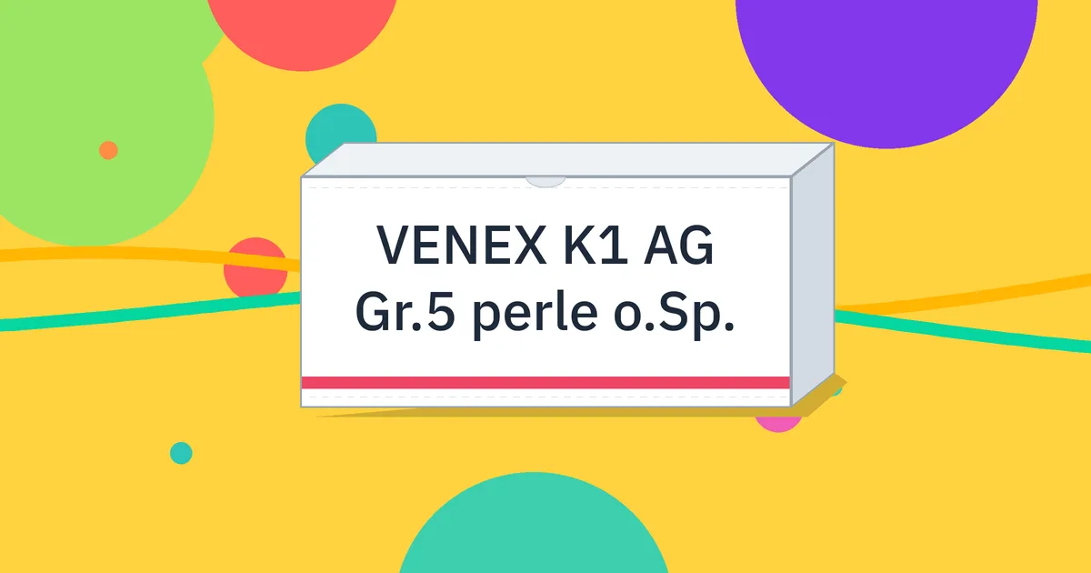 Symbolbild: Packung mit der Aufschrift VENEX K1 AG Gr.5 perle o.Sp. (PZN 03188837) – Verfügbarkeit und Bezug in Apotheken in Frankfurt am Main
