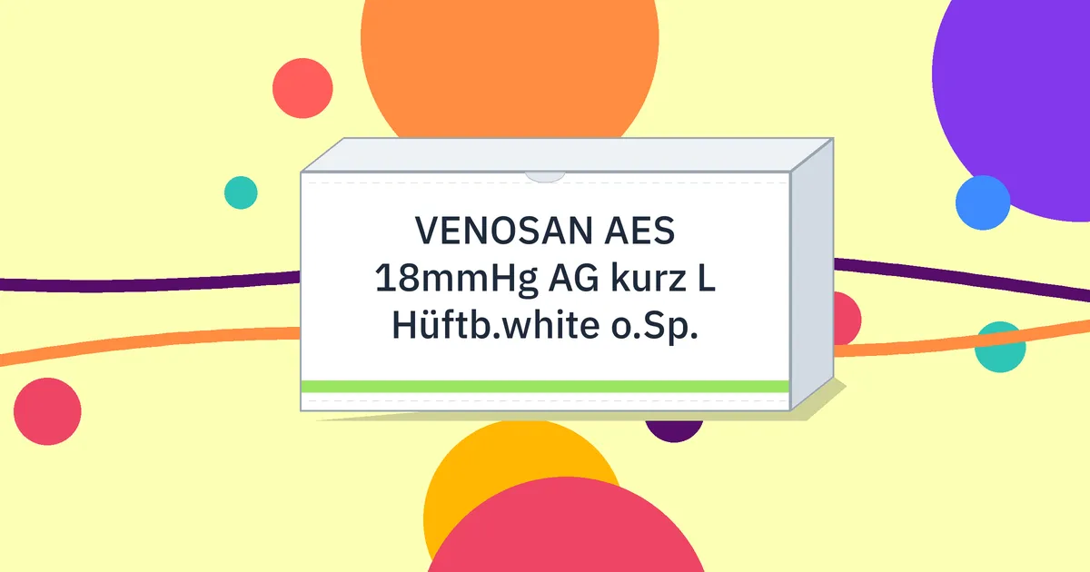Symbolbild: Packung mit der Aufschrift VENOSAN AES 18mmHg AG kurz L Hüftb.white o.Sp. (PZN 15323418) – Verfügbarkeit und Bezug in Apotheken in Frankfurt am Main
