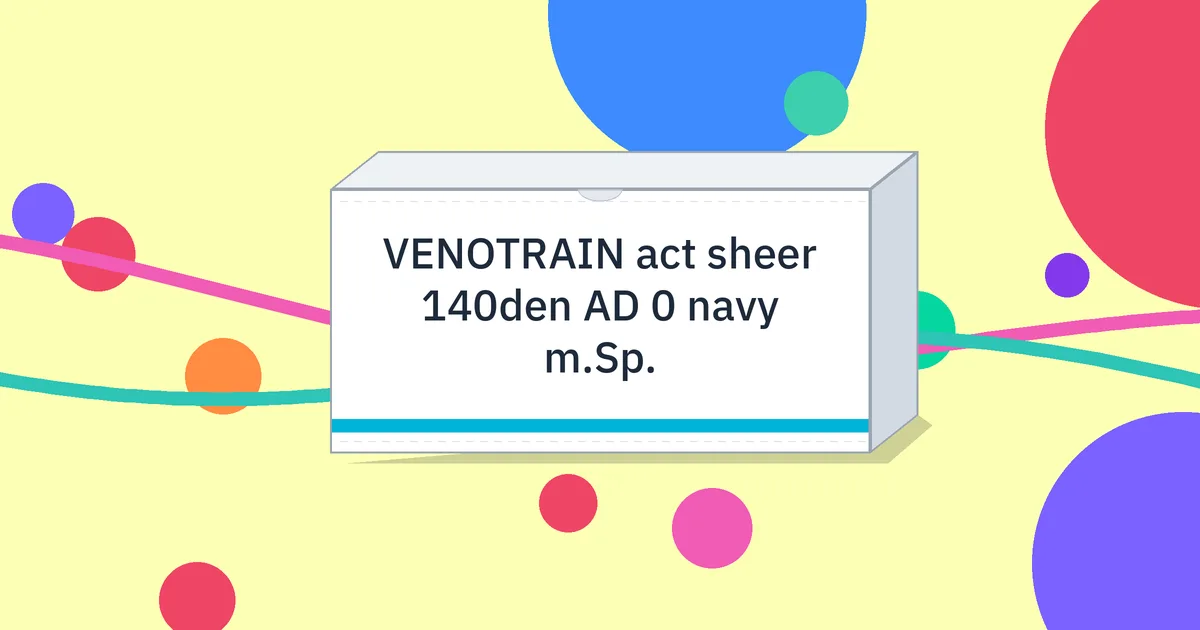 Symbolbild: Packung mit der Aufschrift VENOTRAIN act sheer 140den AD 0 navy m.Sp. (PZN 16209096) – Verfügbarkeit und Bezug in Apotheken in Frankfurt am Main