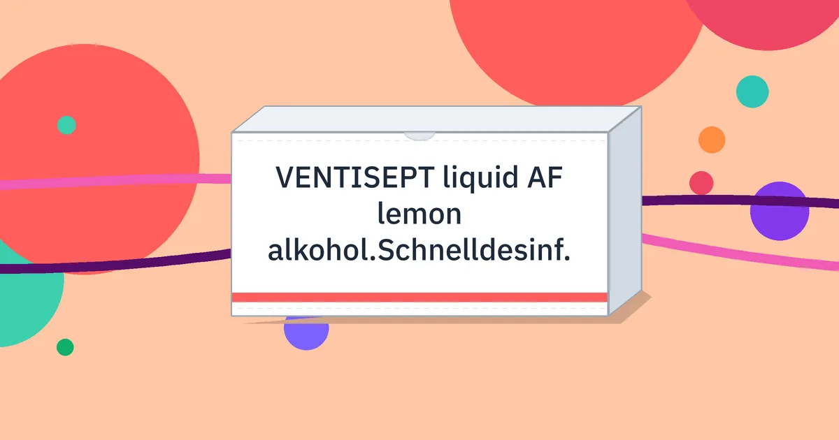 Symbolbild: Packung mit der Aufschrift VENTISEPT liquid AF lemon alkohol.Schnelldesinf. (PZN 06920753) – Verfügbarkeit und Bezug in Apotheken in Frankfurt am Main