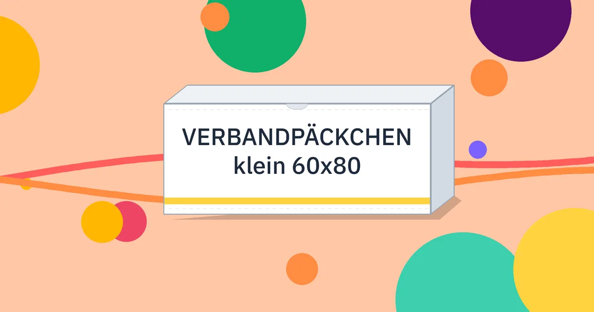 Symbolbild: Packung mit der Aufschrift VERBANDPÄCKCHEN klein 60x80 (PZN 04866245) – Verfügbarkeit und Bezug in Apotheken in Frankfurt am Main