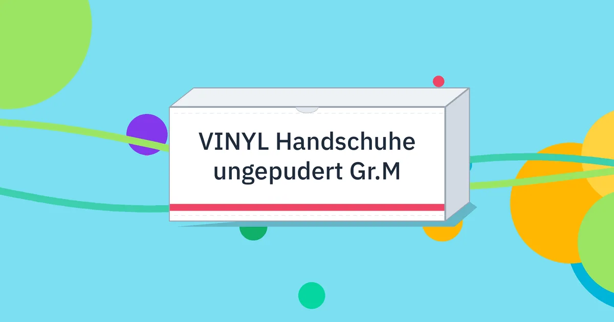 Symbolbild: Packung mit der Aufschrift VINYL Handschuhe ungepudert Gr.M (PZN 07485673) – Verfügbarkeit und Bezug in Apotheken in Frankfurt am Main