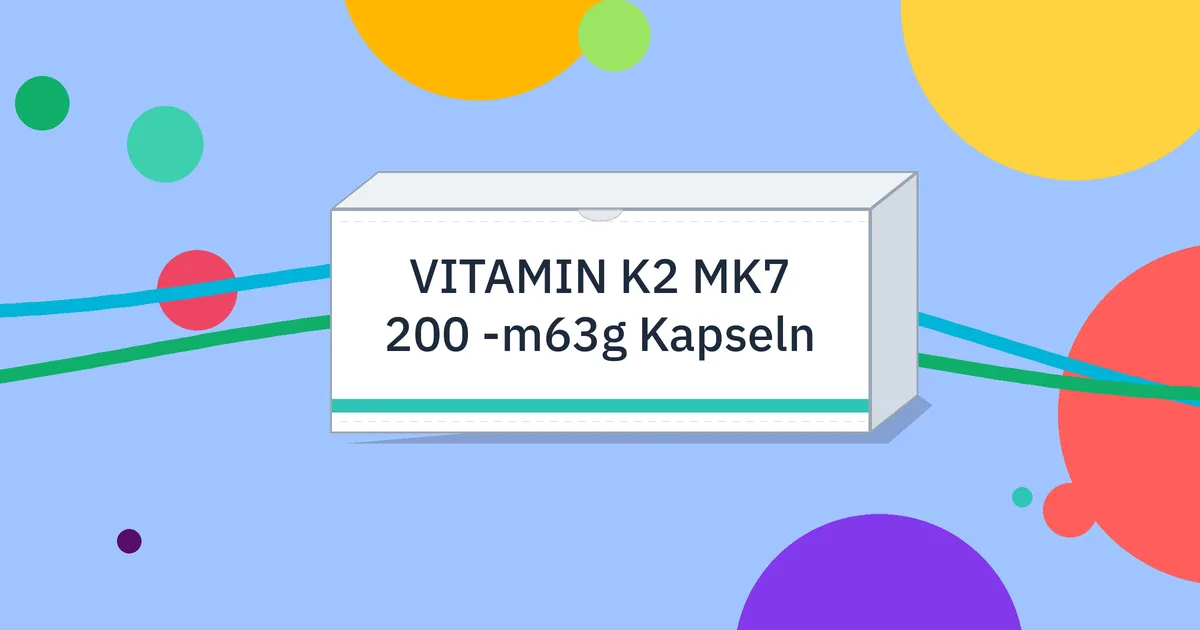 Symbolbild: Packung mit der Aufschrift VITAMIN K2 MK7 200 -m63g Kapseln (PZN 16163827) – Verfügbarkeit und Bezug in Apotheken in Frankfurt am Main