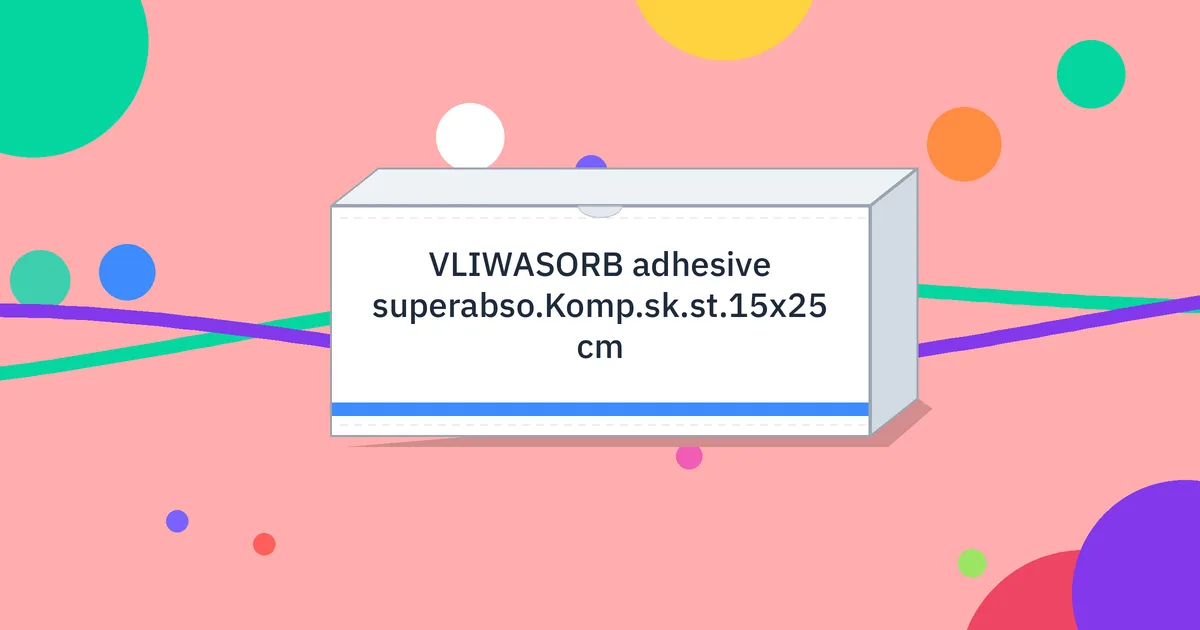 Symbolbild: Packung mit der Aufschrift VLIWASORB adhesive superabso.Komp.sk.st.15x25 cm (PZN 09888458) – Verfügbarkeit und Bezug in Apotheken in Frankfurt am Main