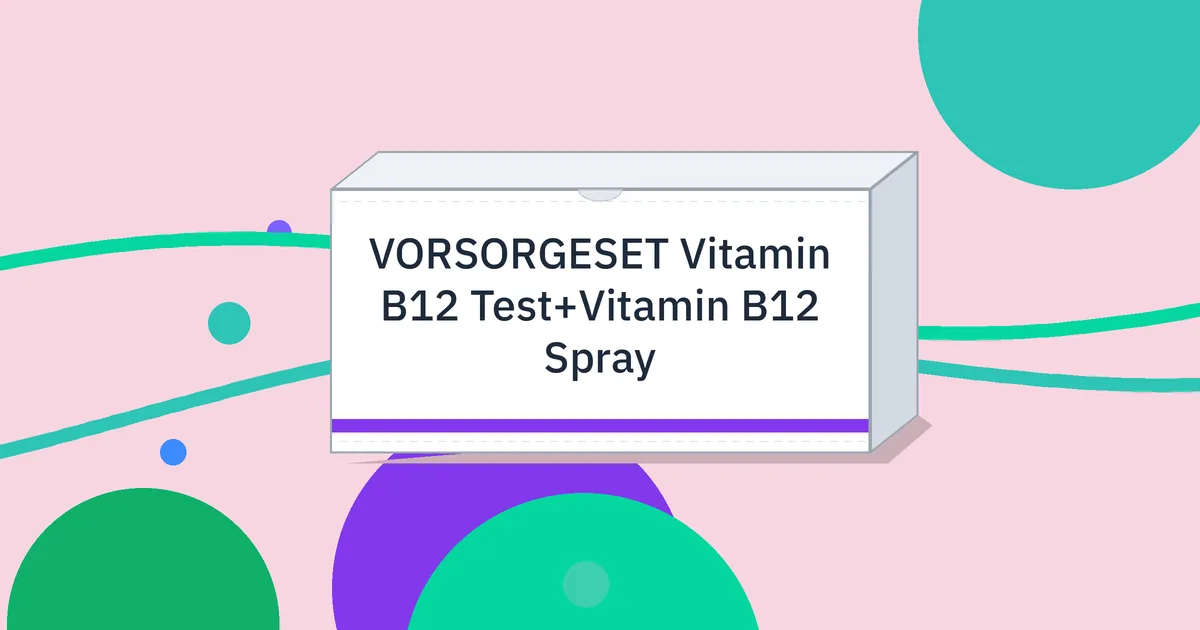 Symbolbild: Packung mit der Aufschrift VORSORGESET Vitamin B12 Test+Vitamin B12 Spray (PZN 18720580) – Verfügbarkeit und Bezug in Apotheken in Frankfurt am Main