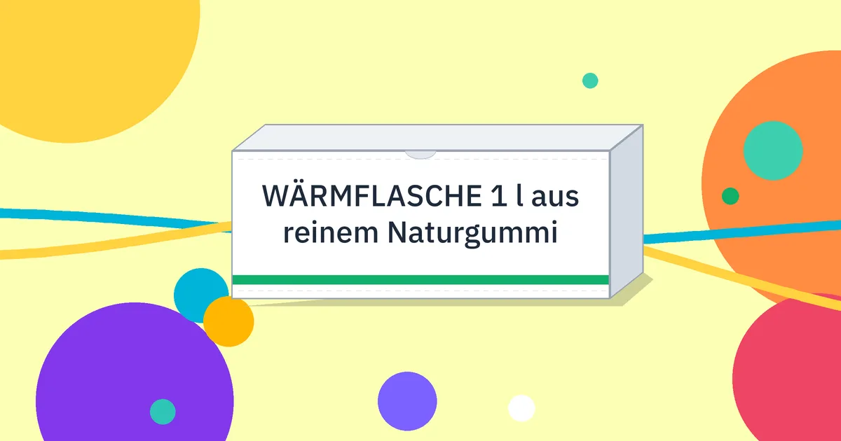 Symbolbild: Packung mit der Aufschrift WÄRMFLASCHE 1 l aus reinem Naturgummi (PZN 12371635) – Verfügbarkeit und Bezug in Apotheken in Frankfurt am Main