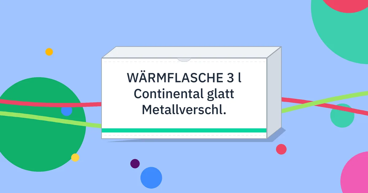 Symbolbild: Packung mit der Aufschrift WÄRMFLASCHE 3 l Continental glatt Metallverschl. (PZN 01740319) – Verfügbarkeit und Bezug in Apotheken in Frankfurt am Main