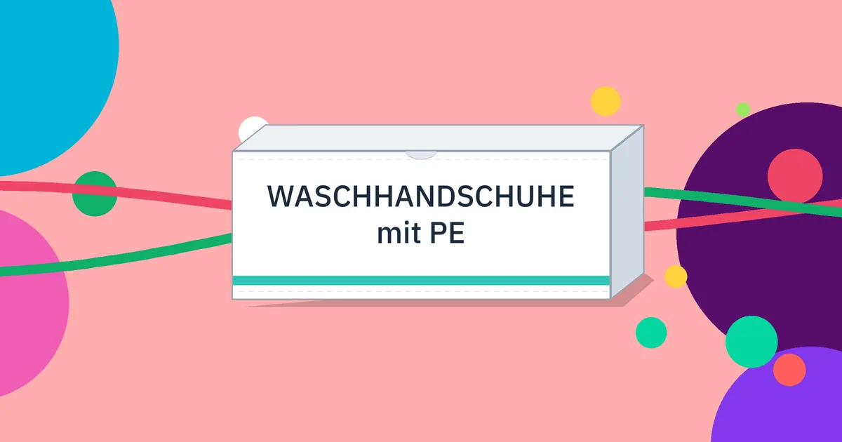 Symbolbild: Packung mit der Aufschrift WASCHHANDSCHUHE mit PE (PZN 05463578) – Verfügbarkeit und Bezug in Apotheken in Frankfurt am Main