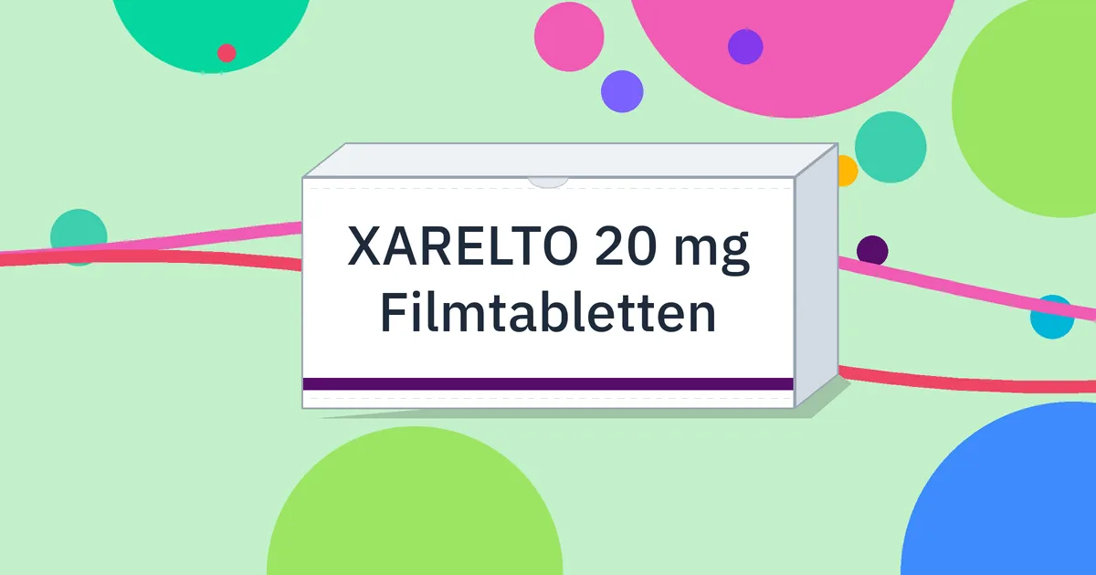 Symbolbild: Packung mit der Aufschrift XARELTO 20 mg Filmtabletten (PZN 04369481) – Verfügbarkeit und Bezug in Apotheken in Frankfurt am Main