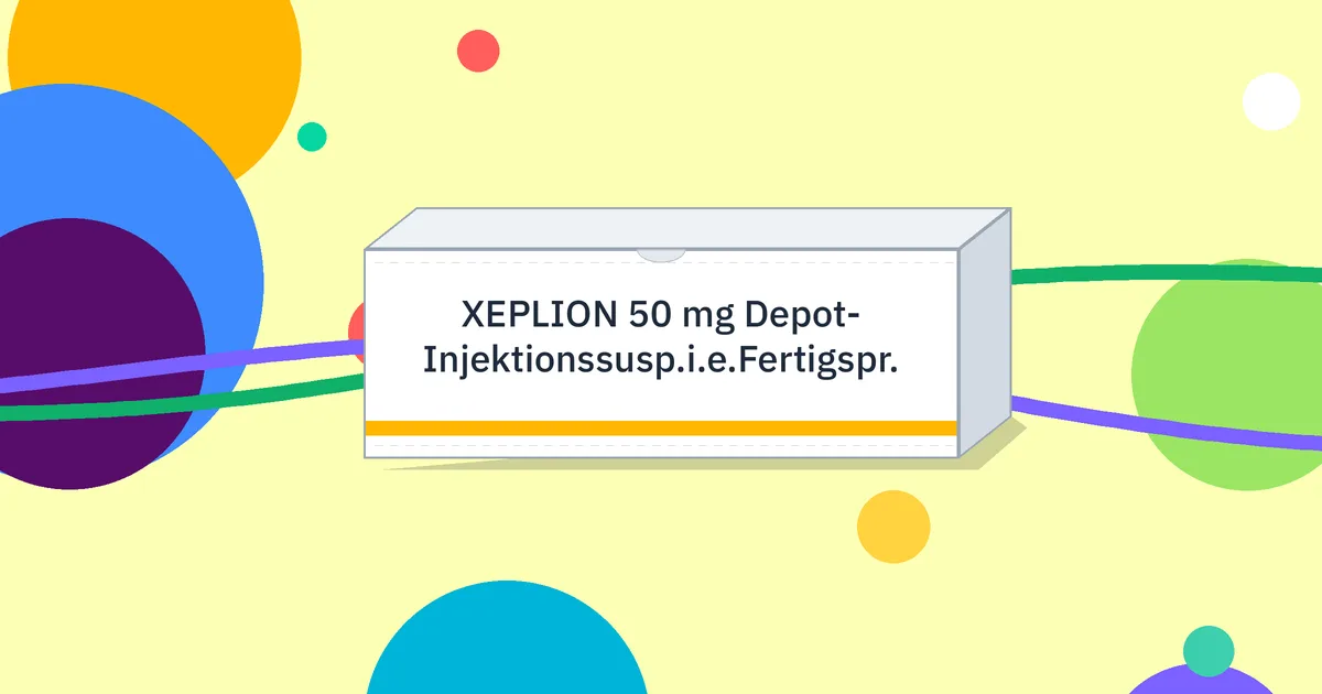 Symbolbild: Packung mit der Aufschrift XEPLION 50 mg Depot-Injektionssusp.i.e.Fertigspr. (PZN 10130726) – Verfügbarkeit und Bezug in Apotheken in Frankfurt am Main