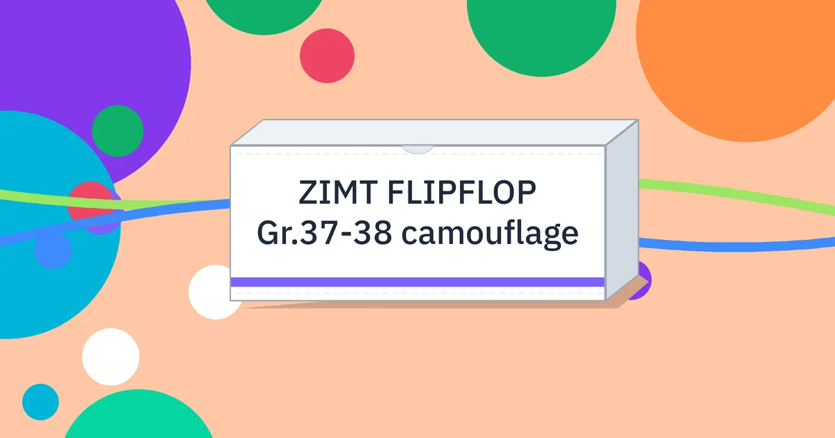 Symbolbild: Packung mit der Aufschrift ZIMT FLIPFLOP Gr.37-38 camouflage (PZN 10168019) – Verfügbarkeit und Bezug in Apotheken in Frankfurt am Main