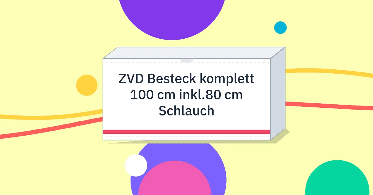 Symbolbild: Packung mit der Aufschrift ZVD Besteck komplett 100 cm inkl.80 cm Schlauch (PZN 04500254) – Verfügbarkeit und Bezug in Apotheken in Frankfurt am Main