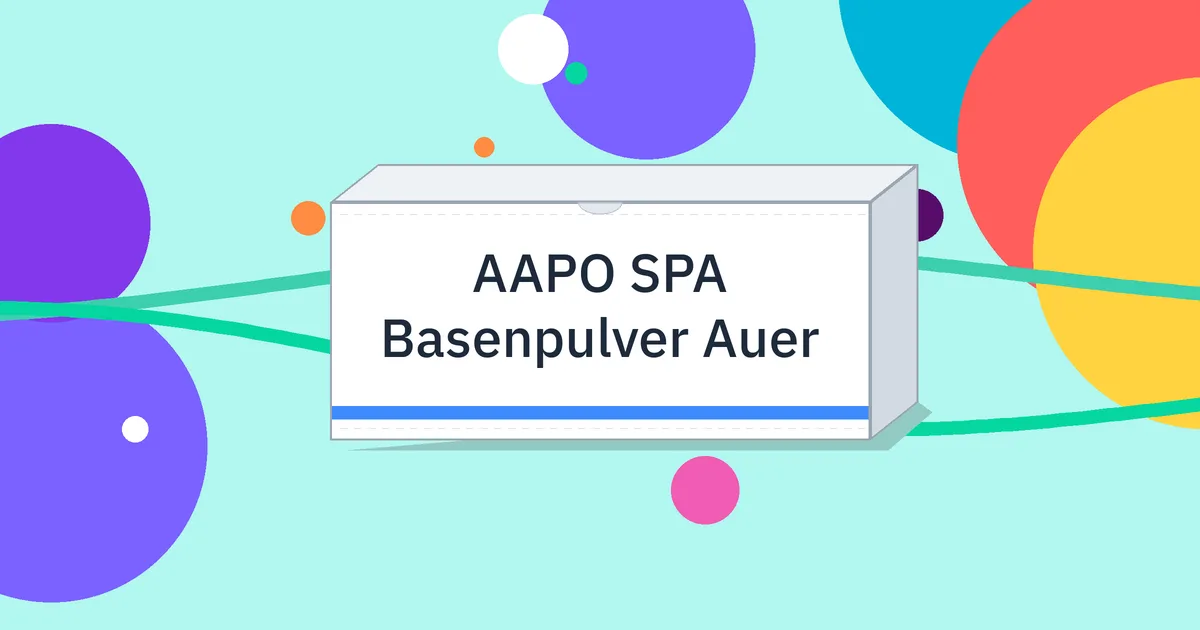 Symbolbild: Packung mit der Aufschrift AAPO SPA Basenpulver Auer (PZN 02469971) – Verfügbarkeit und Bezug in Apotheken in Frankfurt am Main
