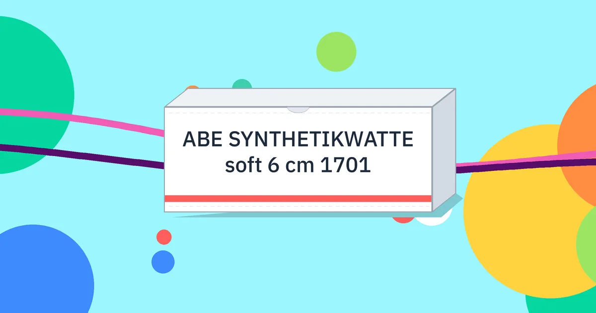 Symbolbild: Packung mit der Aufschrift ABE SYNTHETIKWATTE soft 6 cm 1701 (PZN 06627958) – Verfügbarkeit und Bezug in Apotheken in Frankfurt am Main