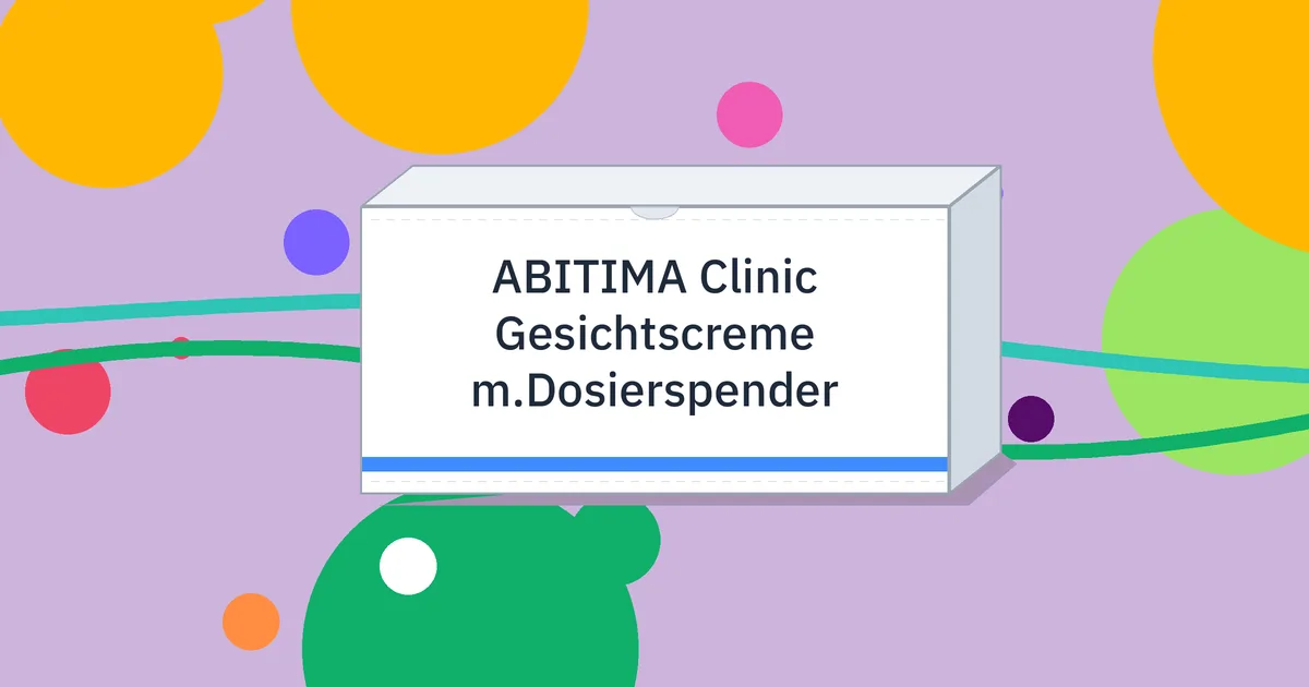 Symbolbild: Packung mit der Aufschrift ABITIMA Clinic Gesichtscreme m.Dosierspender (PZN 06812319) – Verfügbarkeit und Bezug in Apotheken in Frankfurt am Main