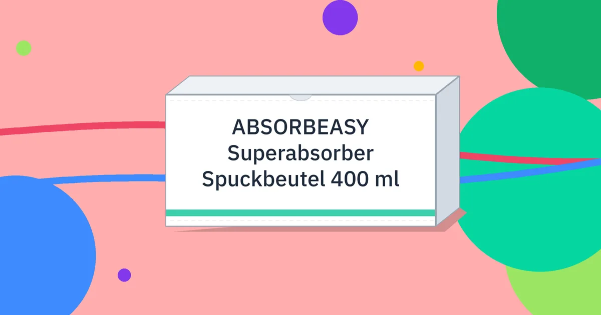 Symbolbild: Packung mit der Aufschrift ABSORBEASY Superabsorber Spuckbeutel 400 ml (PZN 14325562) – Verfügbarkeit und Bezug in Apotheken in Frankfurt am Main